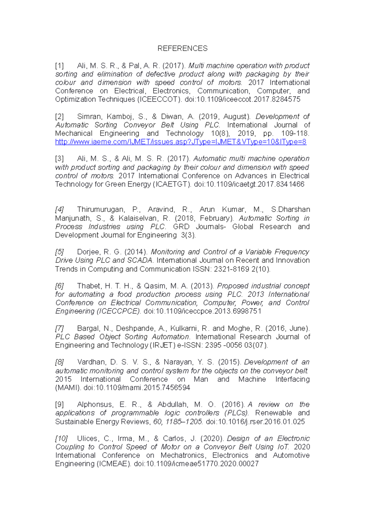 References - REFERENCES [1] Ali, M. S. R., & Pal, A. R. (2017). Multi ...