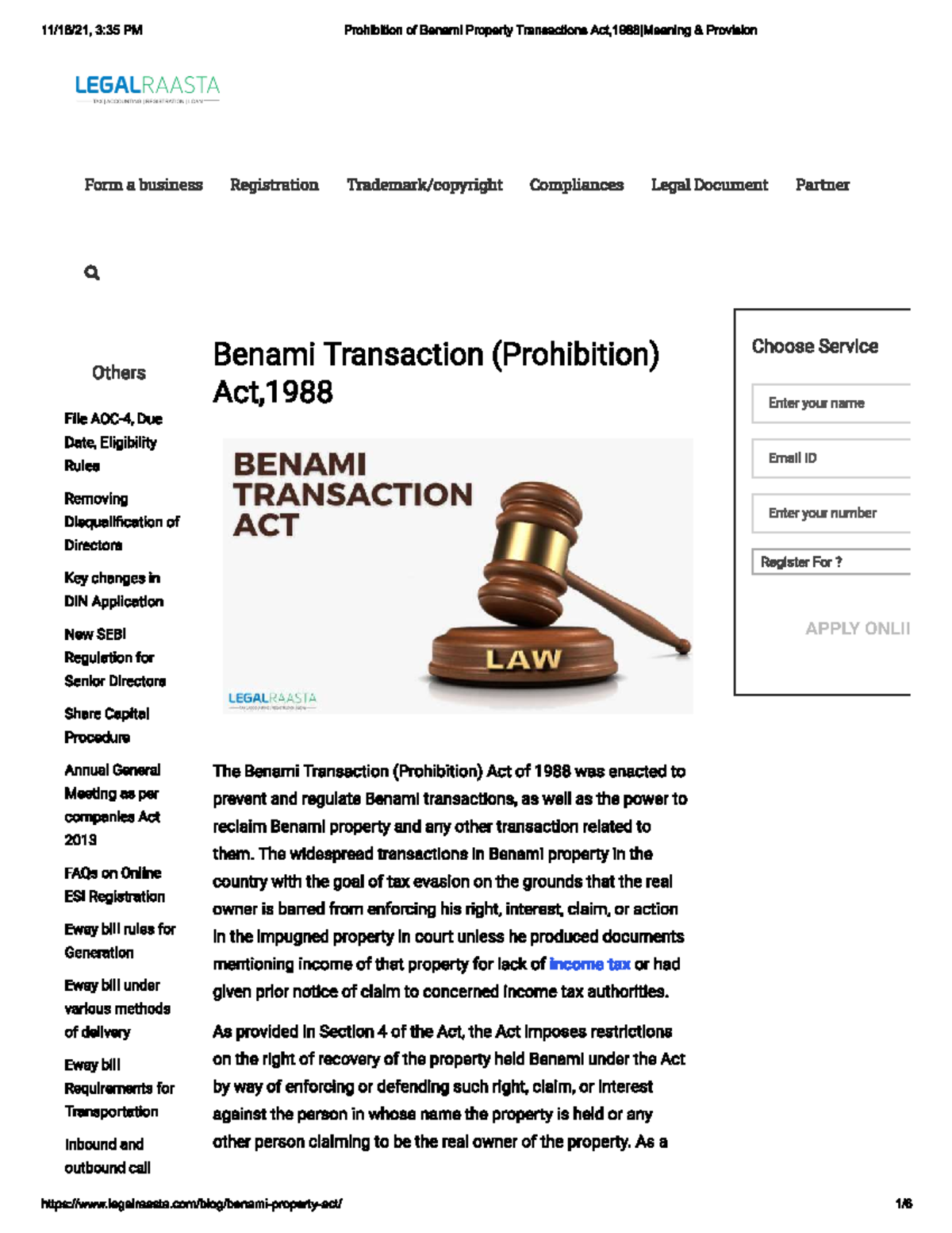 Benami Transaction (Prohibition) Act,1988 - Property Law - Delhi University - Studocu