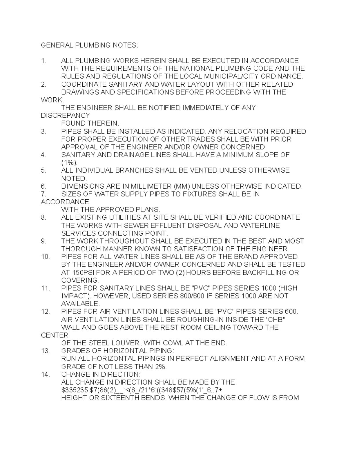 General Plumbing Notes - GENERAL PLUMBING NOTES: 1. ALL PLUMBING WORKS ...