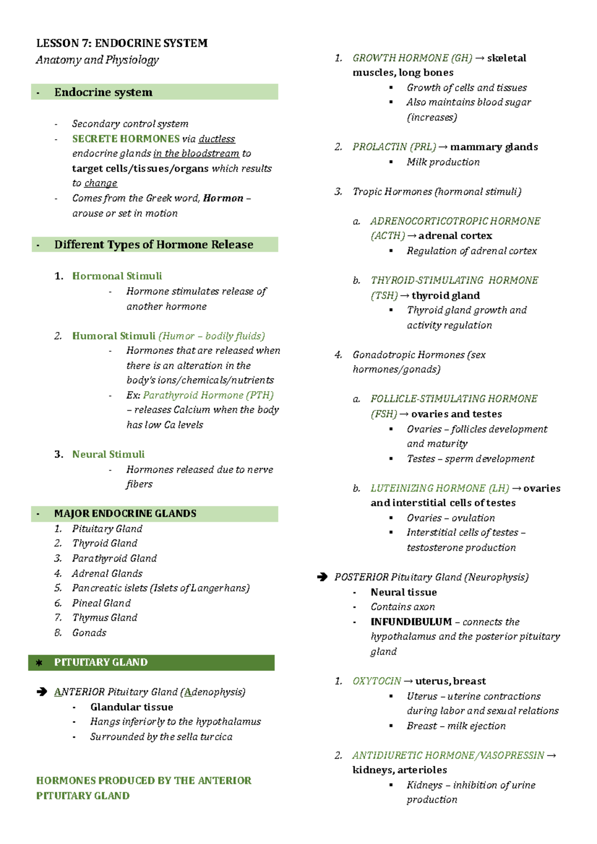 Endocrine System - Anaphy - LESSON 7: ENDOCRINE SYSTEM Anatomy and ...