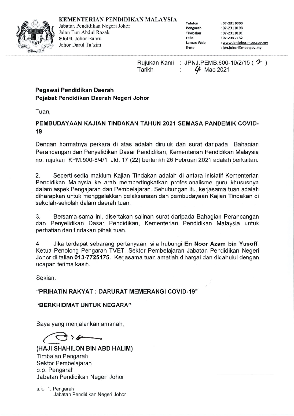 Lampiran C4.4.1-buang letterhead johor- Pembudayaan Kajian Tindakan ...