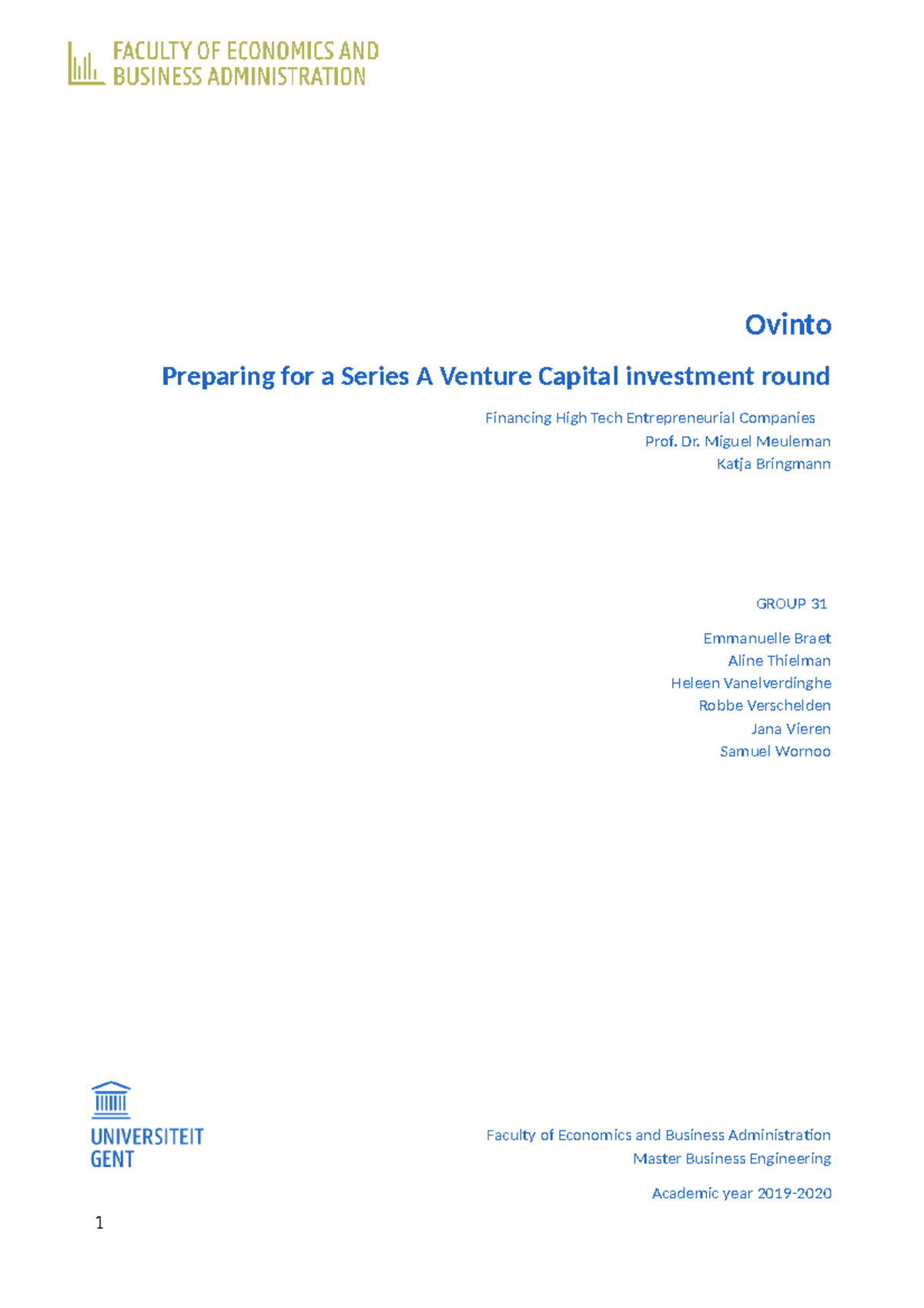 Case Ovinto Finance Group 31 - Ovinto Preparing for a Series A Venture ...