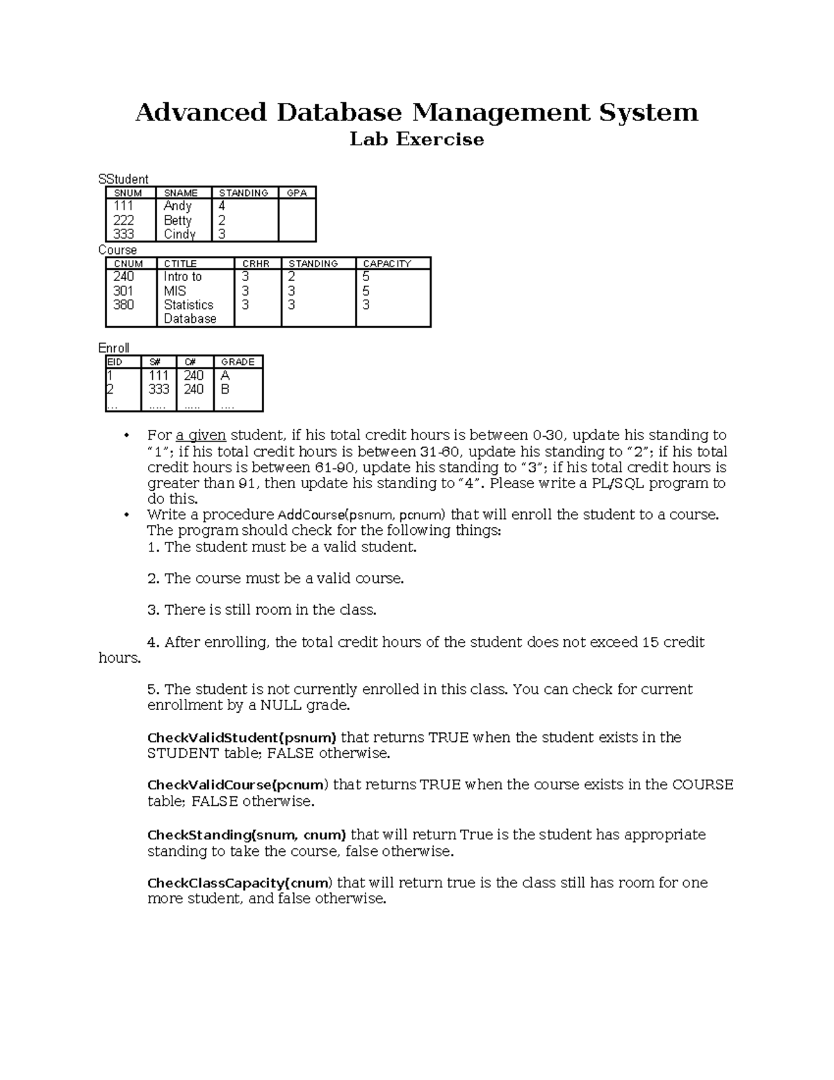 Advanced Database Procedure And Function Spring 2020 Advanced Database Management System Lab