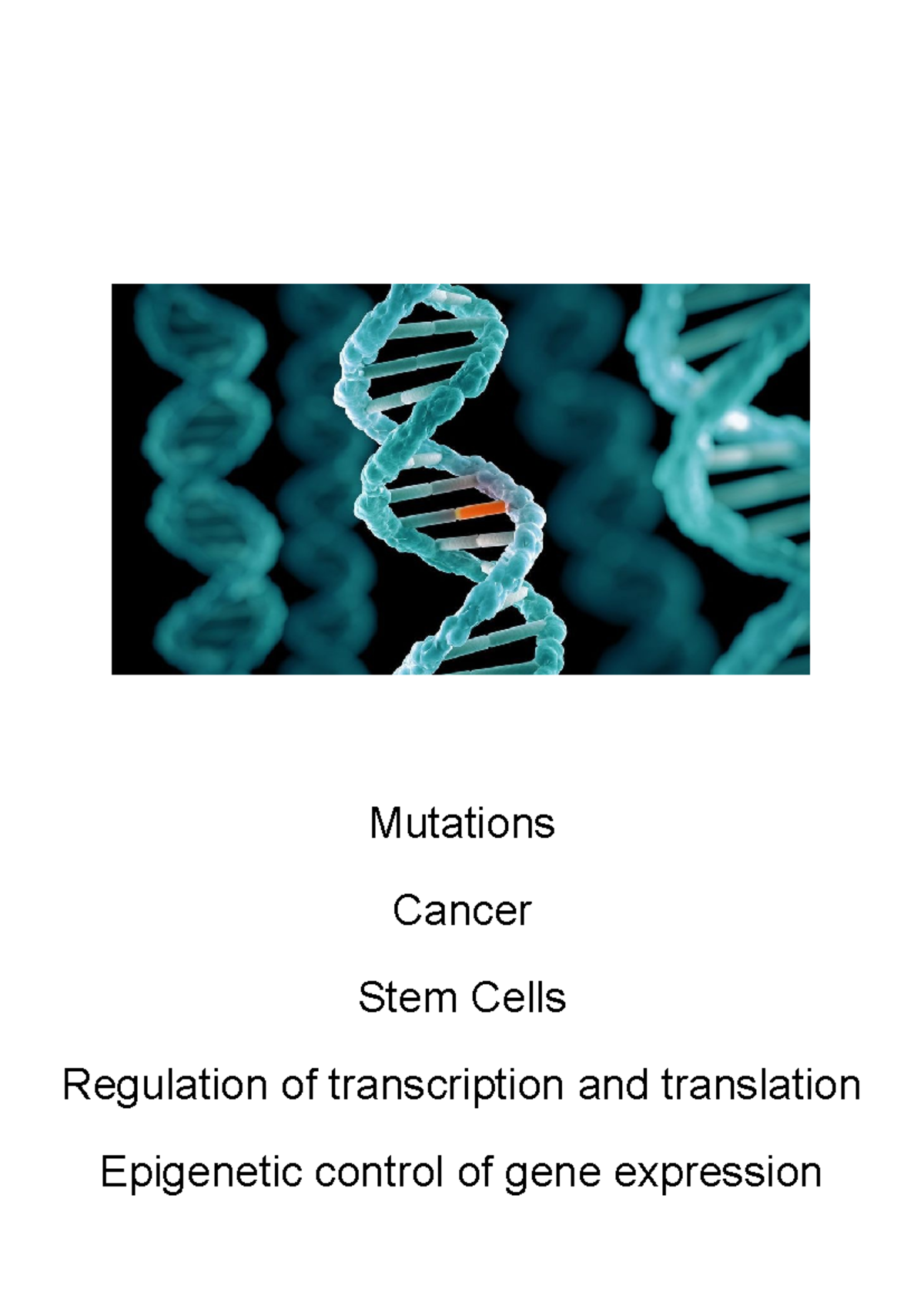Topic 8A Notes - biology - Mutations Cancer Stem Cells Regulation of ...