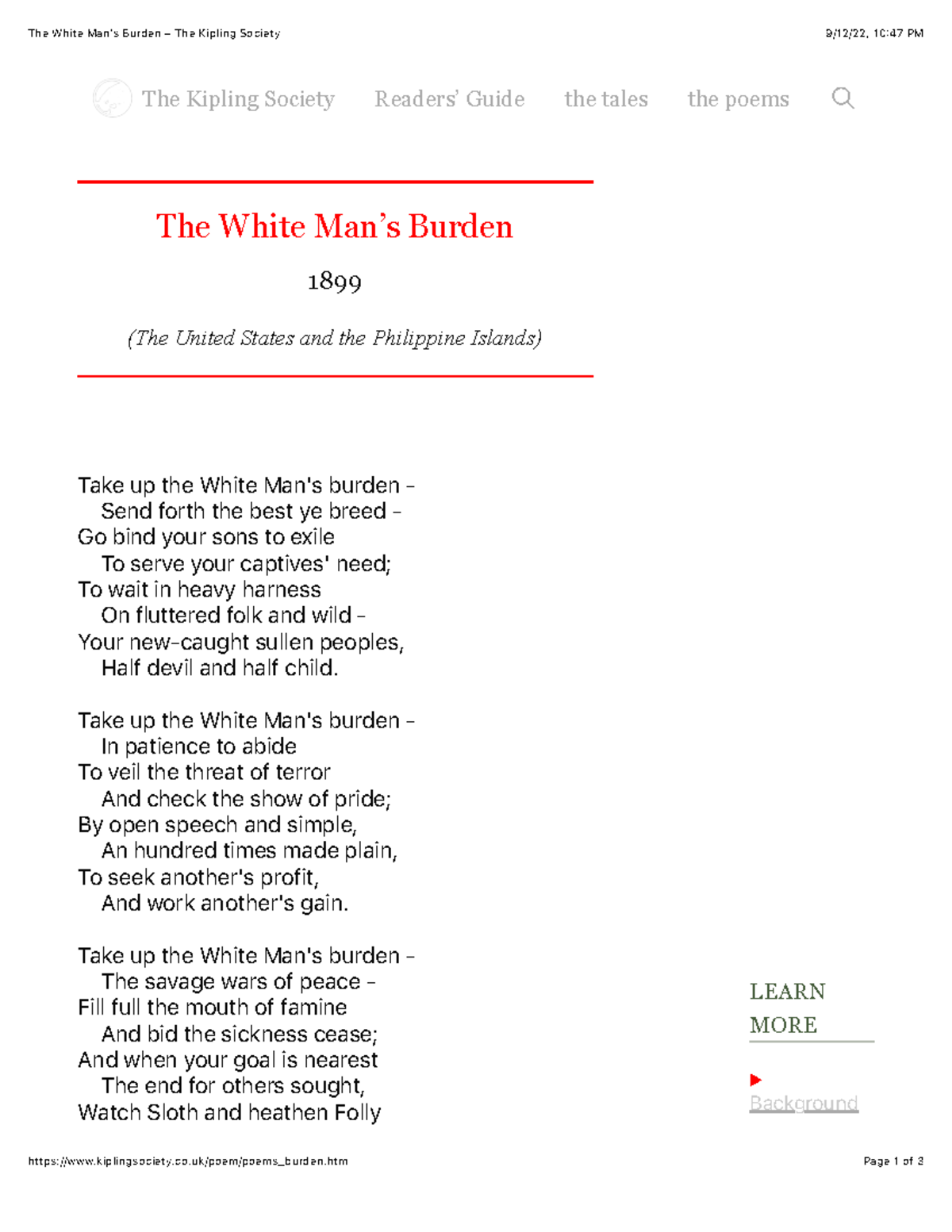 The White Man’s Burden – The Kipling Society - co/poem/poems_burden.htm ...