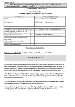 Fiche complétée Adoc - ANNEXE 9 B.T. Management commercial opérationnel - Session 2022 ANIMATION ...