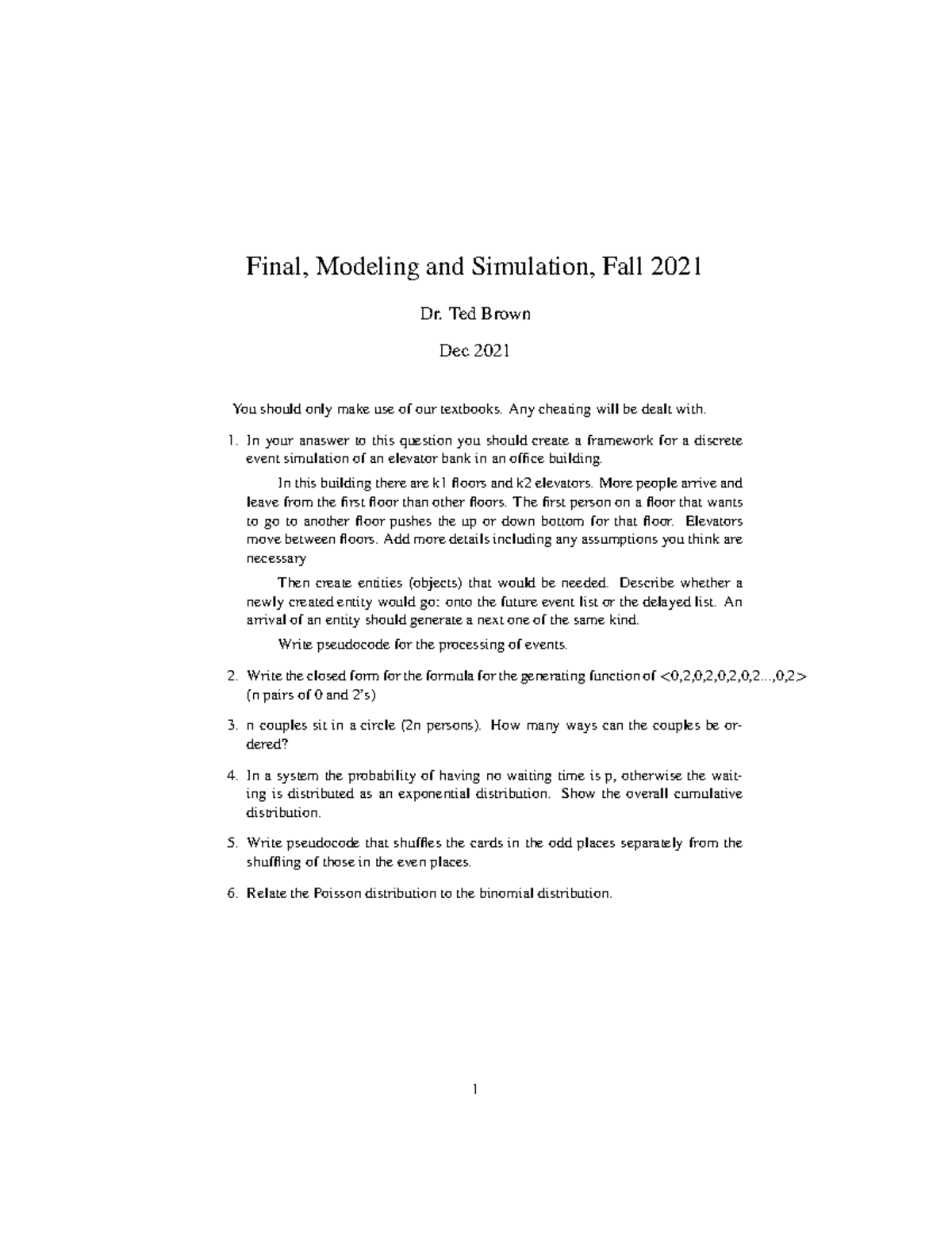 Simulation final-fall21 - Operation Research - MUT - Studocu