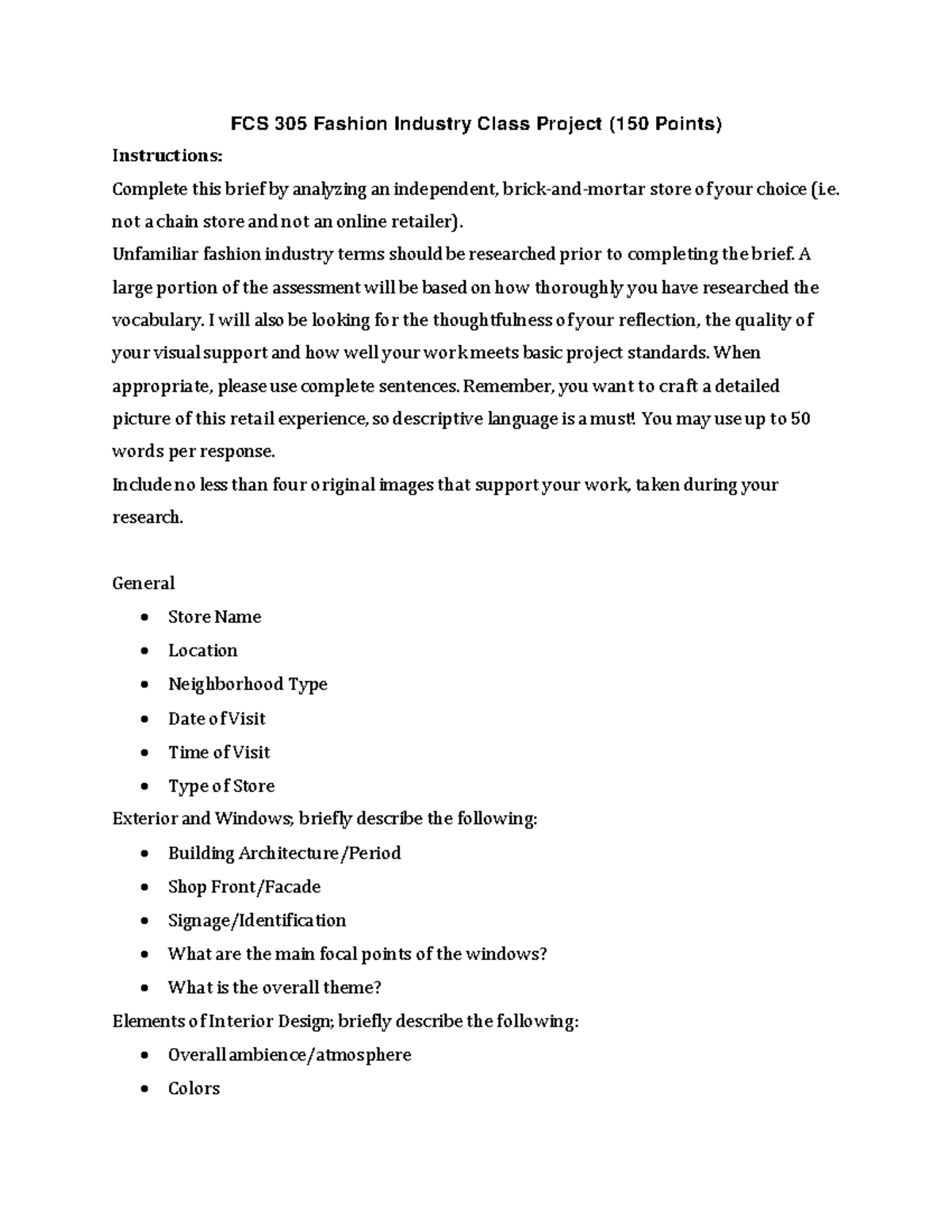 FCS 305 Fashion Industry project - FCS 305 Fashion Industry Class ...