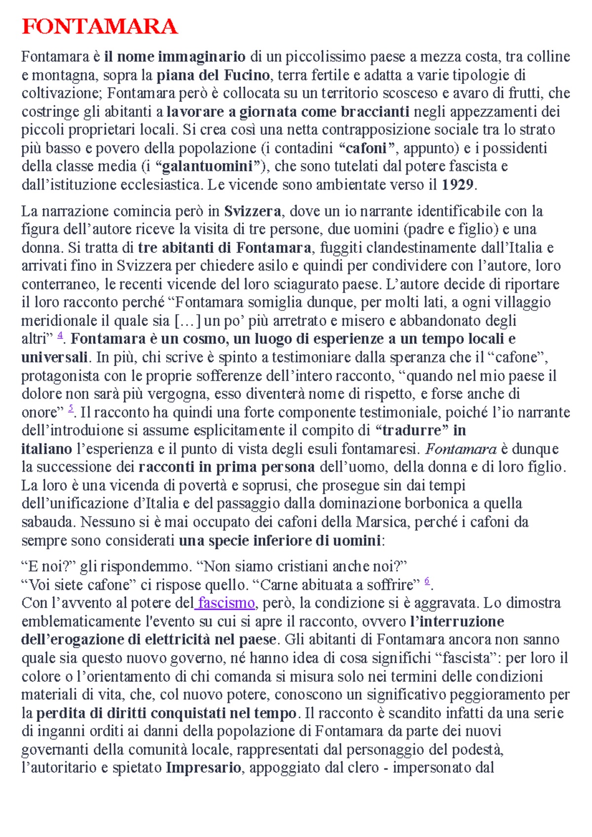 Fontamara) - Analisi Libro - FONTAMARA Fontamara è il nome immaginario ...