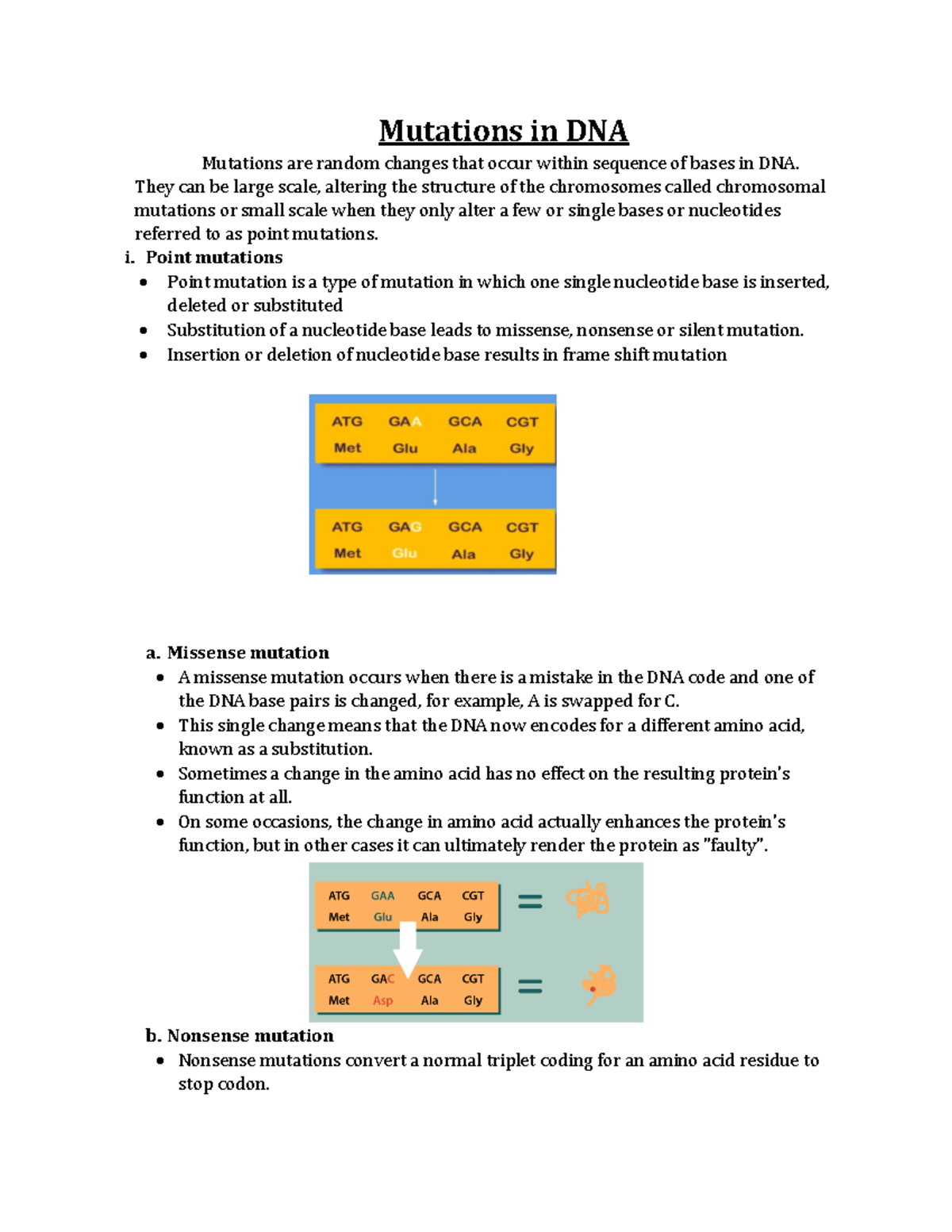 Mutations in DNA - Mutations in DNA Mutations are random changes that ...
