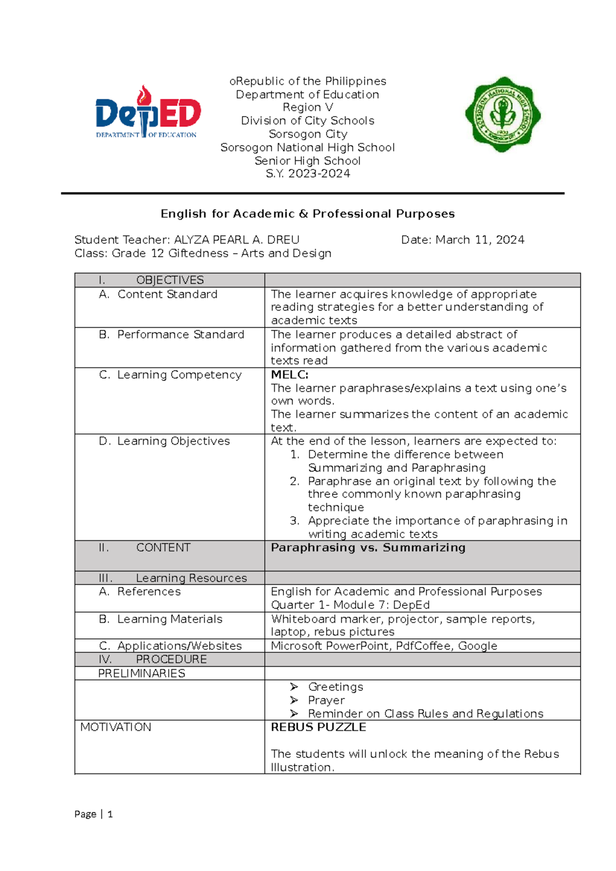 EAPP LP Summarizing and General Guidelines in Summarizing - oRepublic ...