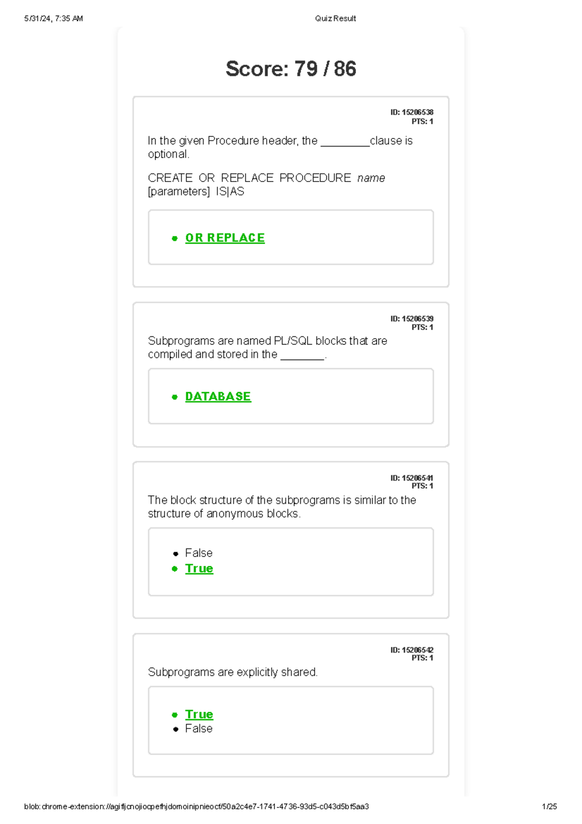NetcomPracticeQ - Score: 79 / 86 ID: 15206538 PTS: 1 In the given Procedure header, the - Studocu