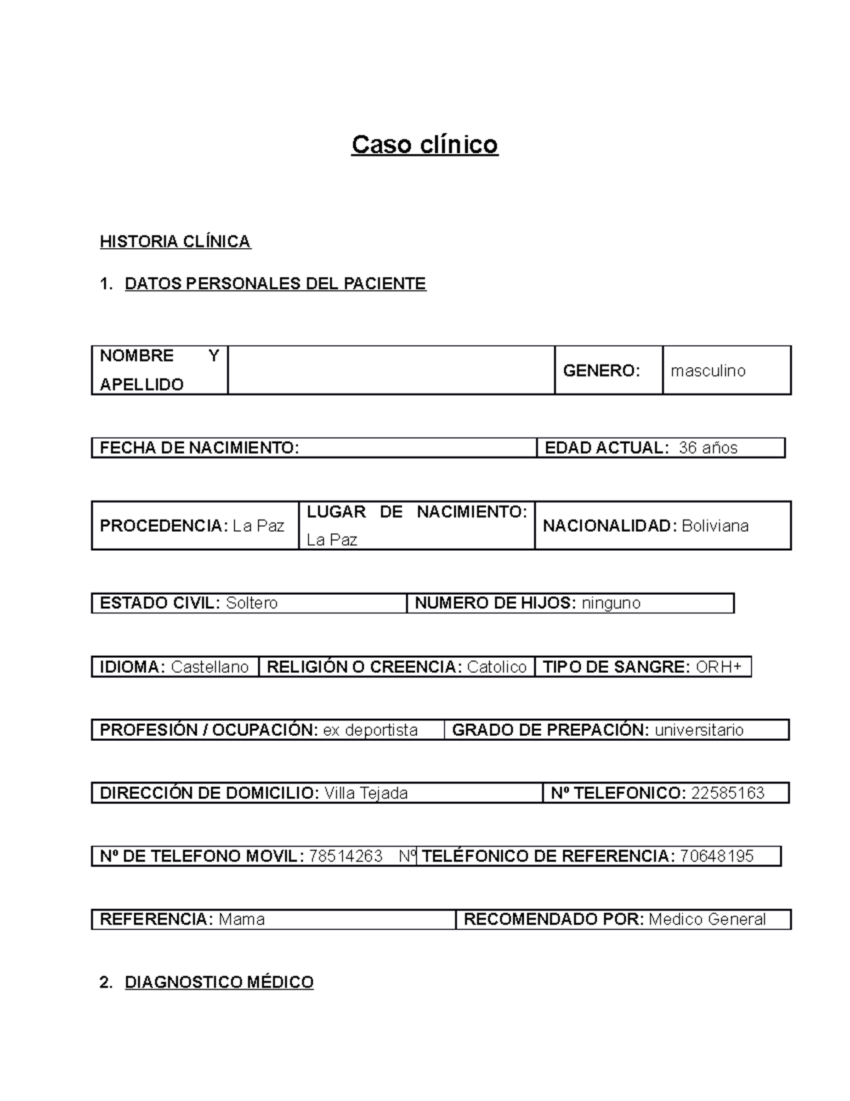 Caso clínico Covid doc - respaso - Caso clínico HISTORIA CLÍNICA 1 ...