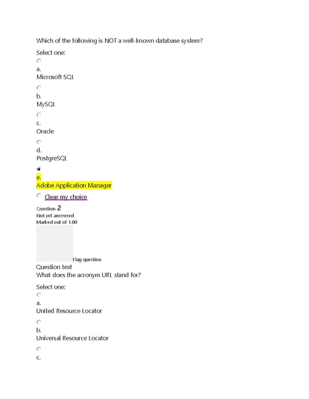Database 2 Graded quiz Unit 3 - Which of the following is NOT a well ...
