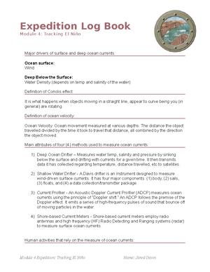 Log Book - 2 - sss - Expedition Log BookExpedition Log Book Module 2:Module 2: The signs and ...