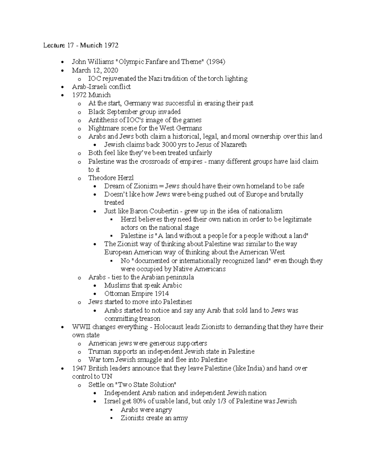 Munich 1972 Olympic Games and the Palestinian Conflict - Studocu