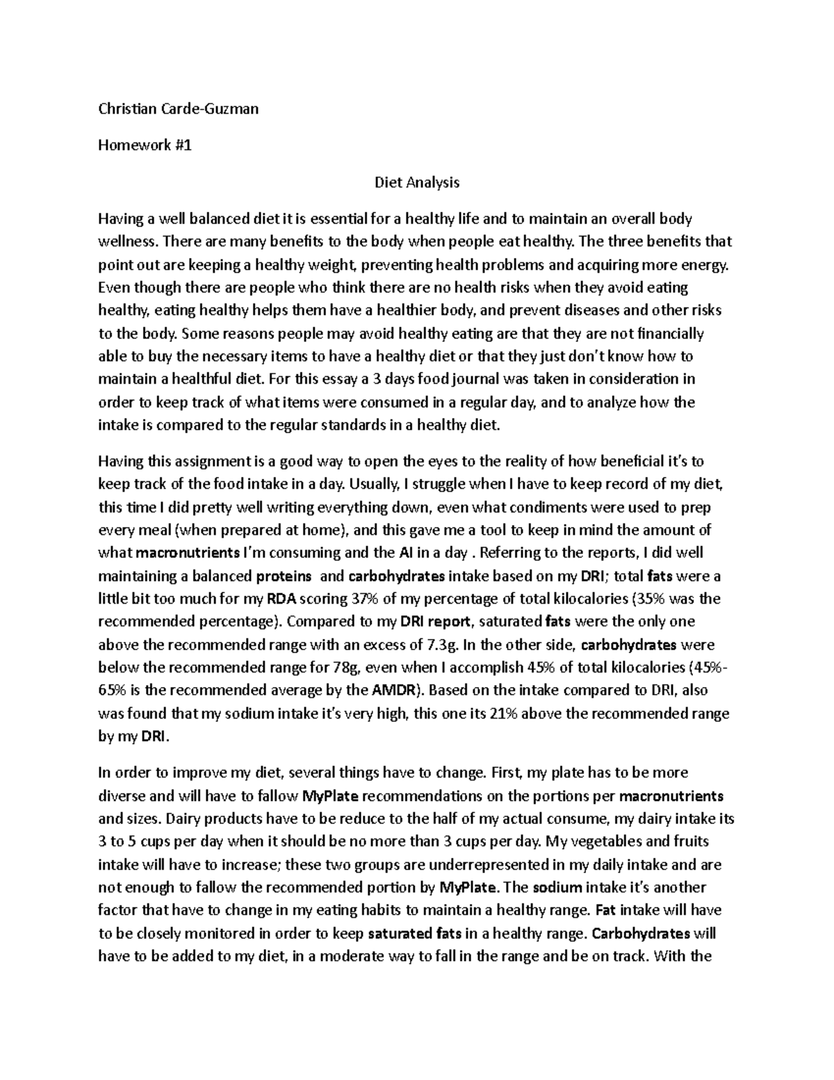 Diet Analysis Project Questions DIETOSA