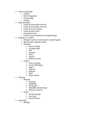 What is managing 9-4 - Professor Knapp - Leadership vs. Management o ...