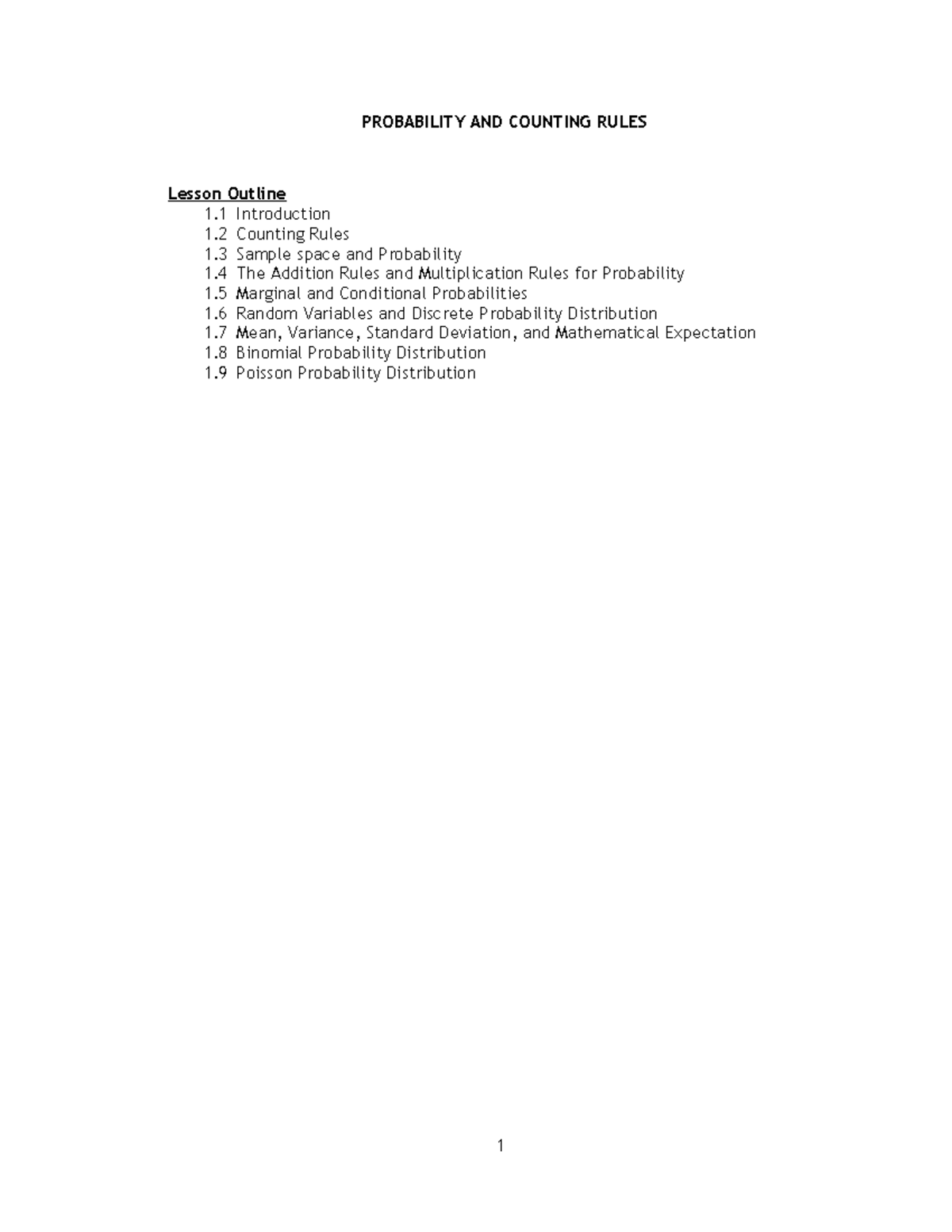 Probability AND Counting Rules - PROBABILITY AND COUNTING RULES Lesson ...