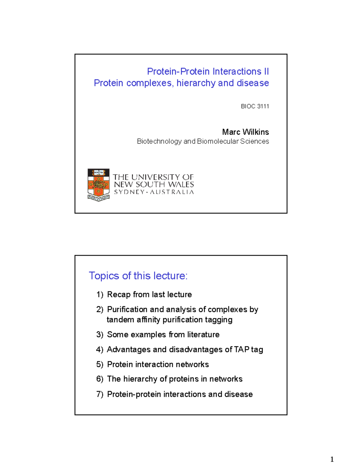 Lecture 10 - protein interactions II - Protein-Protein Interactions II ...