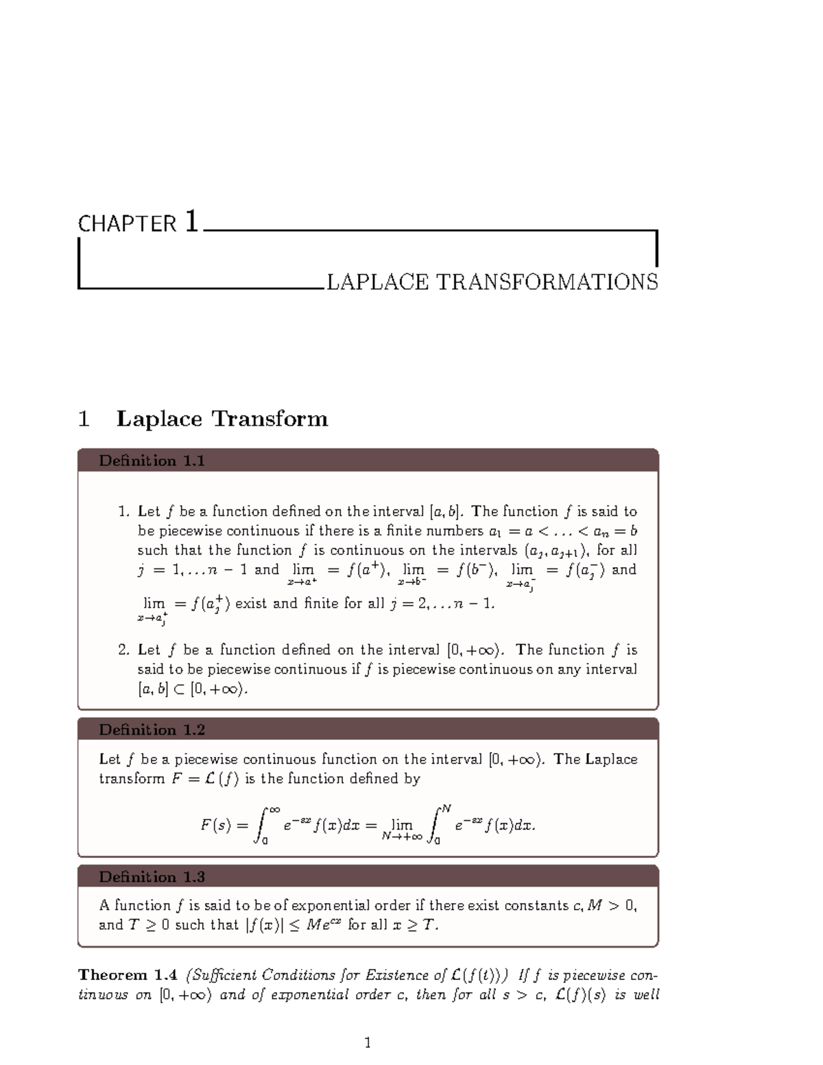 Chapter 3-de-en - Laplace transform - CHAPTER 1 LAPLACE TRANSFORMATIONS ...