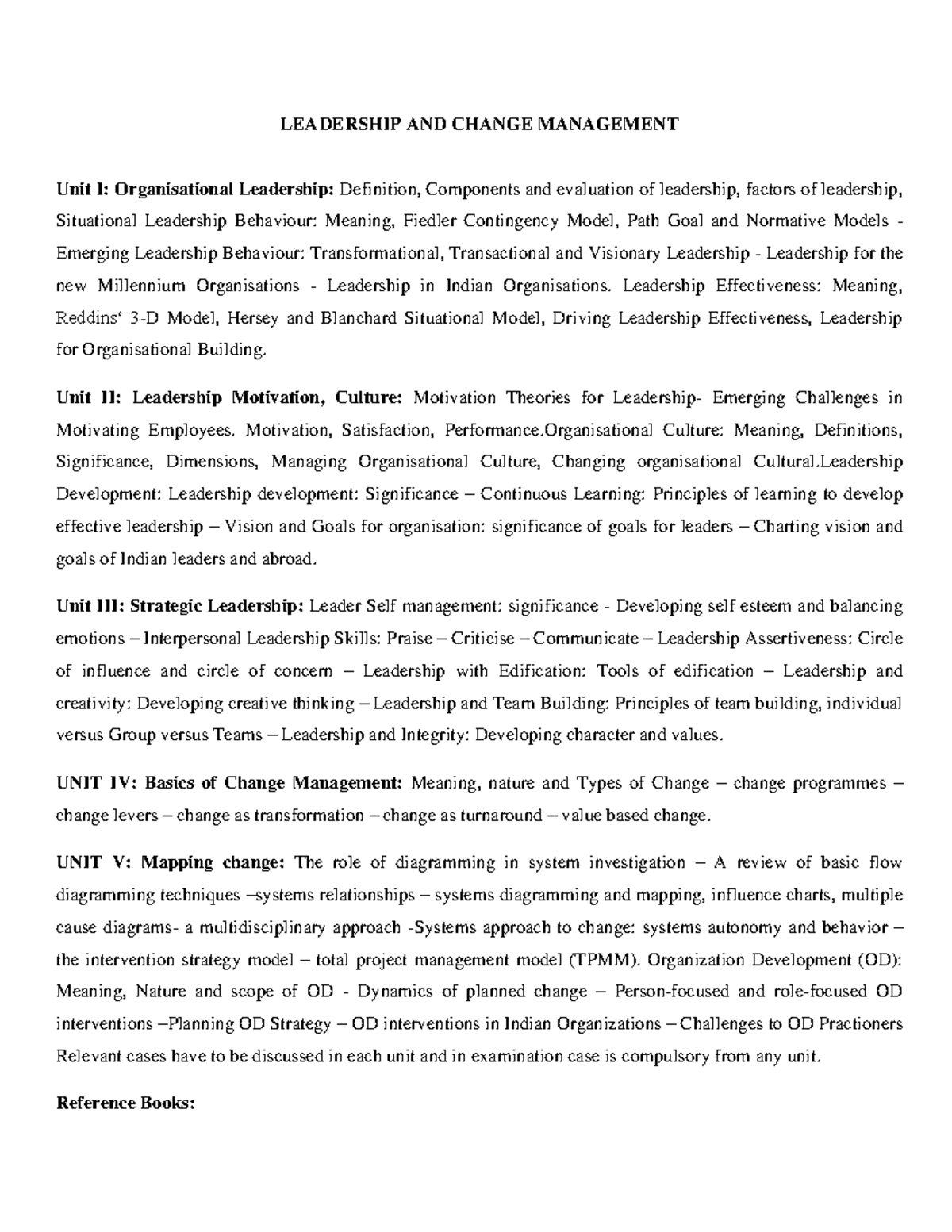 Leadership AND Change Management - LEADERSHIP AND CHANGE MANAGEMENT ...