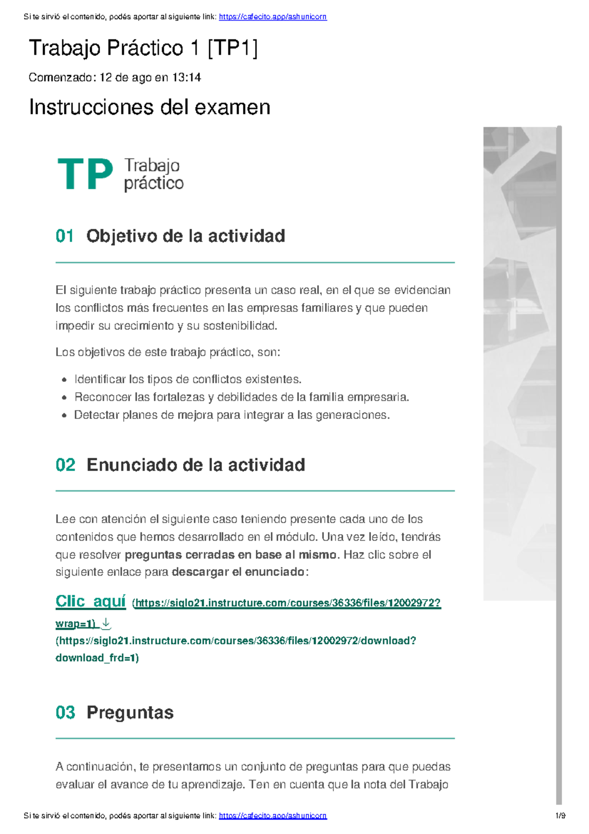 Examen Trabajo Práctico 1 Tp1 95 Si Te Sirvió El Contenido Podés