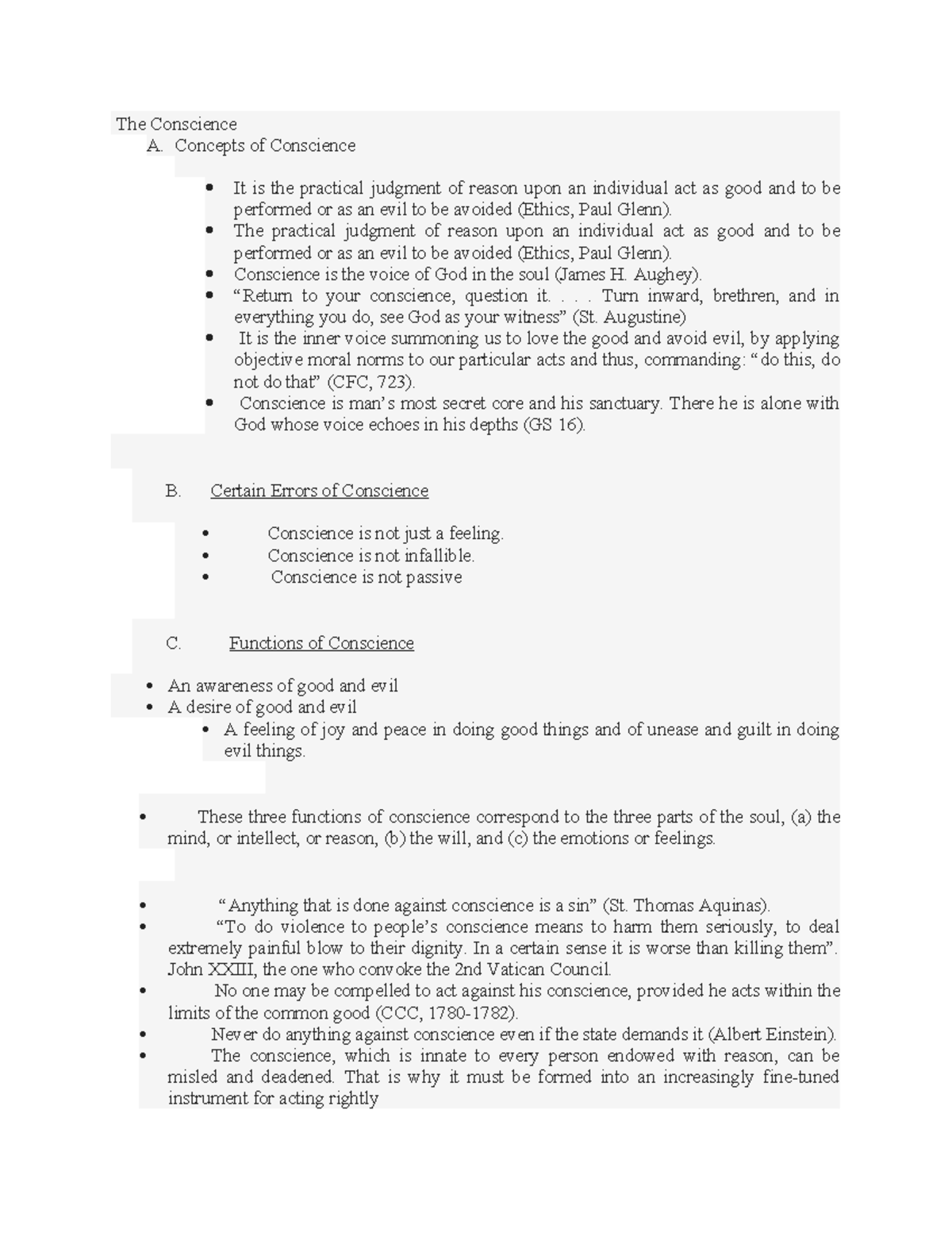 The Conscience - Concepts of Conscience It is the practical judgment of ...