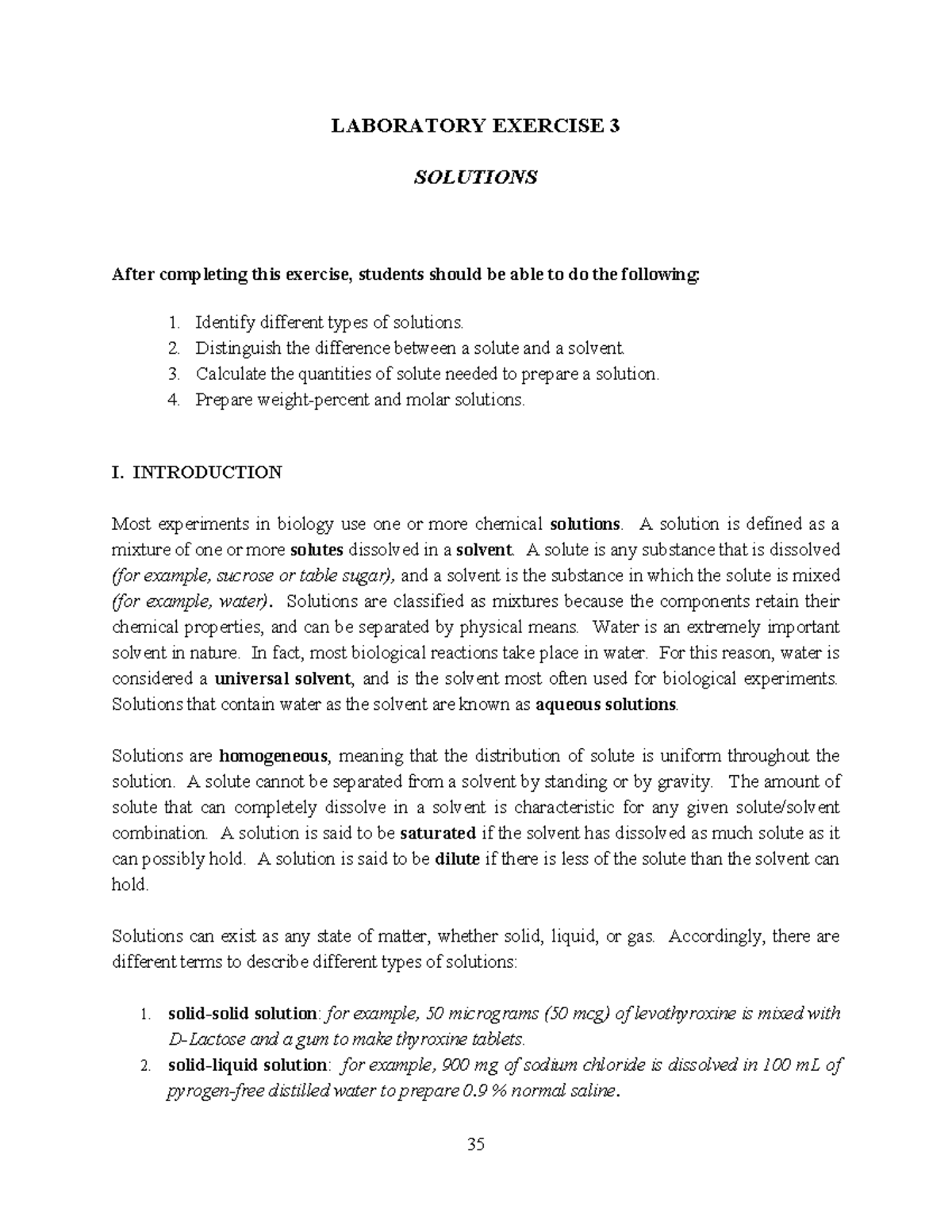 Works on Solutions - LABORATORY EXERCISE 3 SOLUTIONS After completing ...