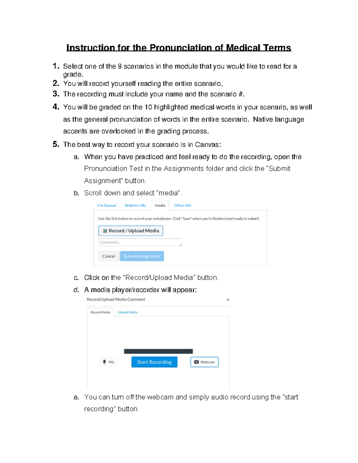 Pronunciation Test Instructions - Instruction for the Pronunciation of ...