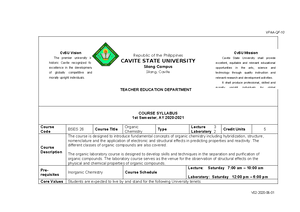 BSES 24 - Course Syllabi - Republic of the Philippines CAVITE STATE ...