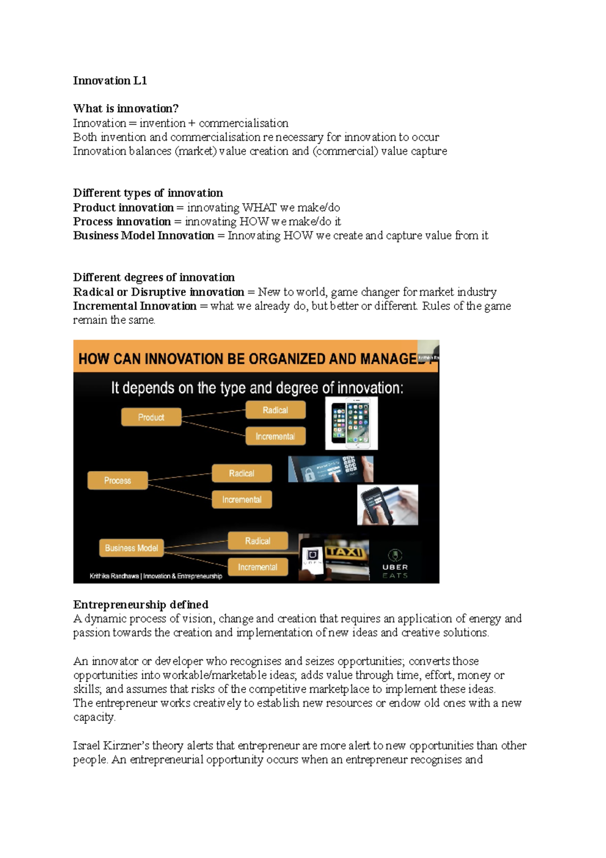 Innovation L1 - lecture - Innovation L What is innovation? Innovation ...