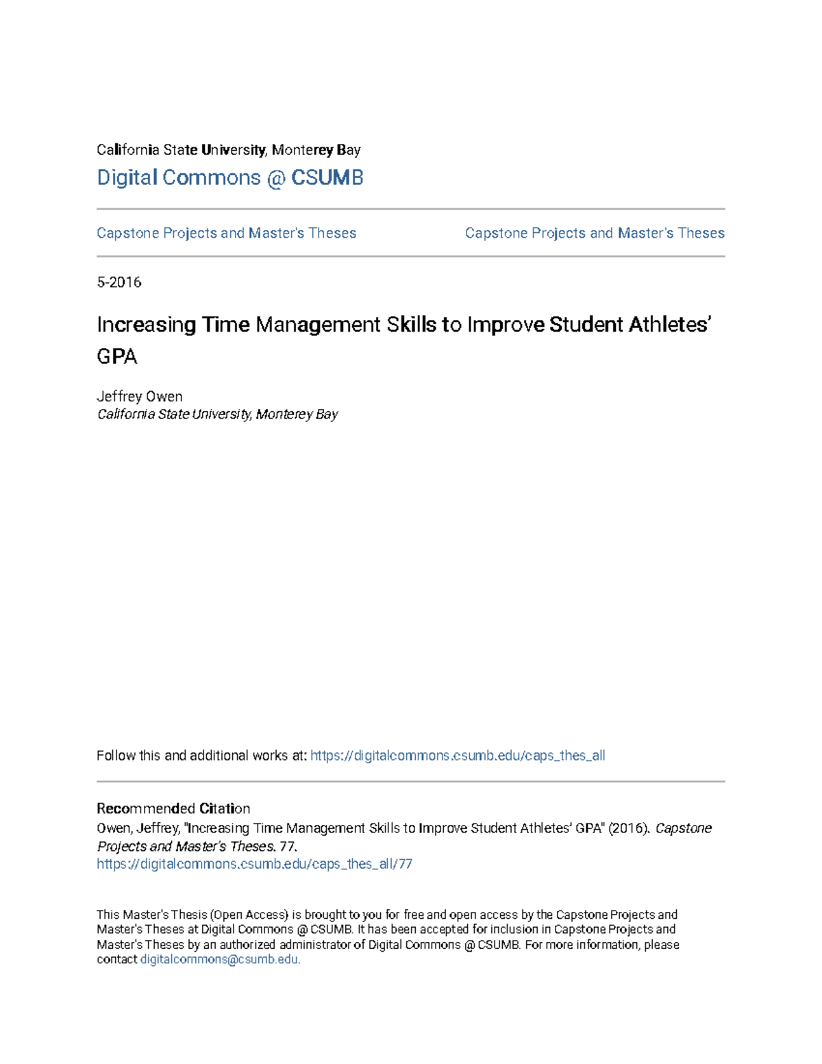 Increasing Time Management Skills to Improve Student Athletes GP ...