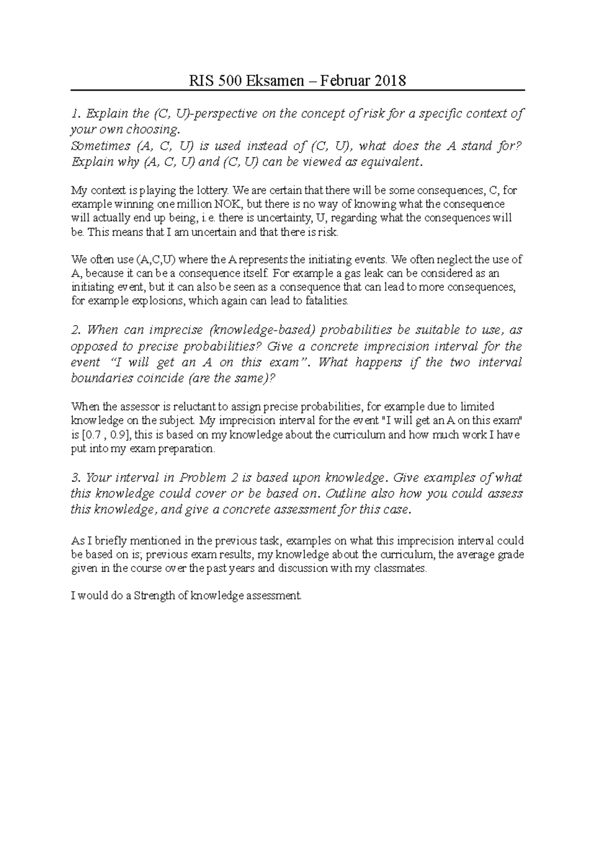 RIS 500 Exam - February 2018 - RIS 500 Eksamen – Februar 2018 1 ...