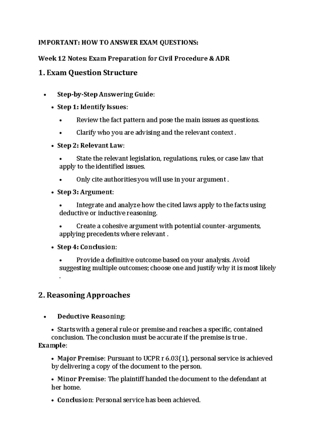 Exam prep notes - IMPORTANT: HOW TO ANSWER EXAM QUESTIONS: Week 12 ...