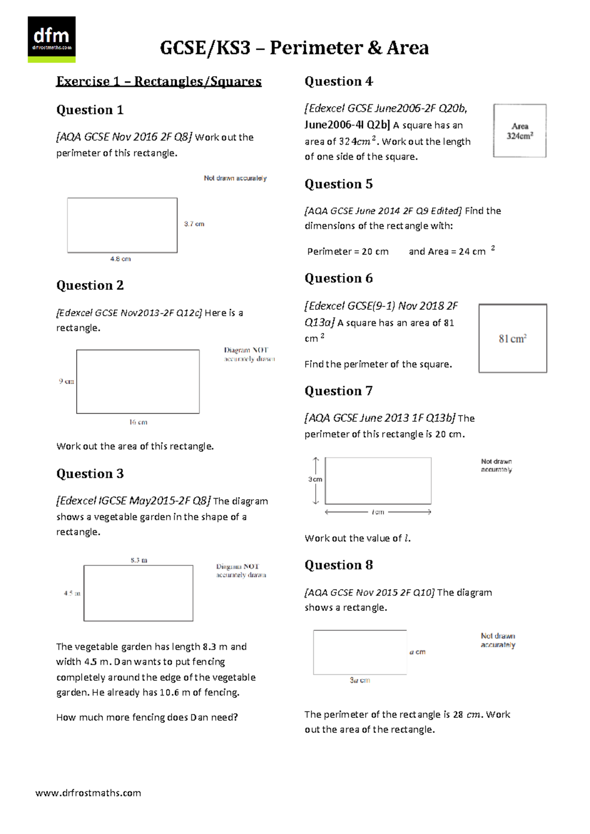 Gcseks 3-Area Perimeter Of Quadrilaterals Triangles - GCSE/KS3 ...