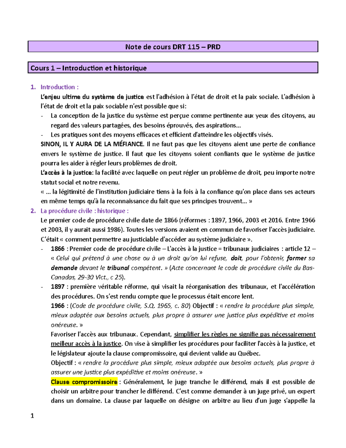 Note de cours - L’adhésion à l’état de droit et la paix sociable n’est ...