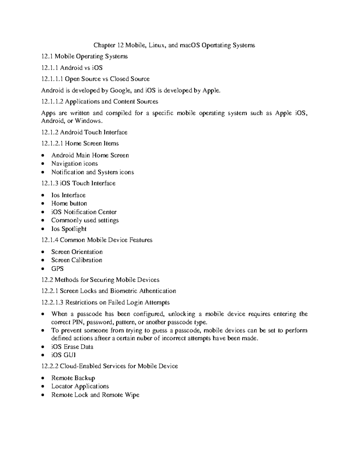 NETACAD CHAPTER 12 - Chapter 12 Mobile, Linux, and macOS Opertating Systems 12 Mobile Operating ...