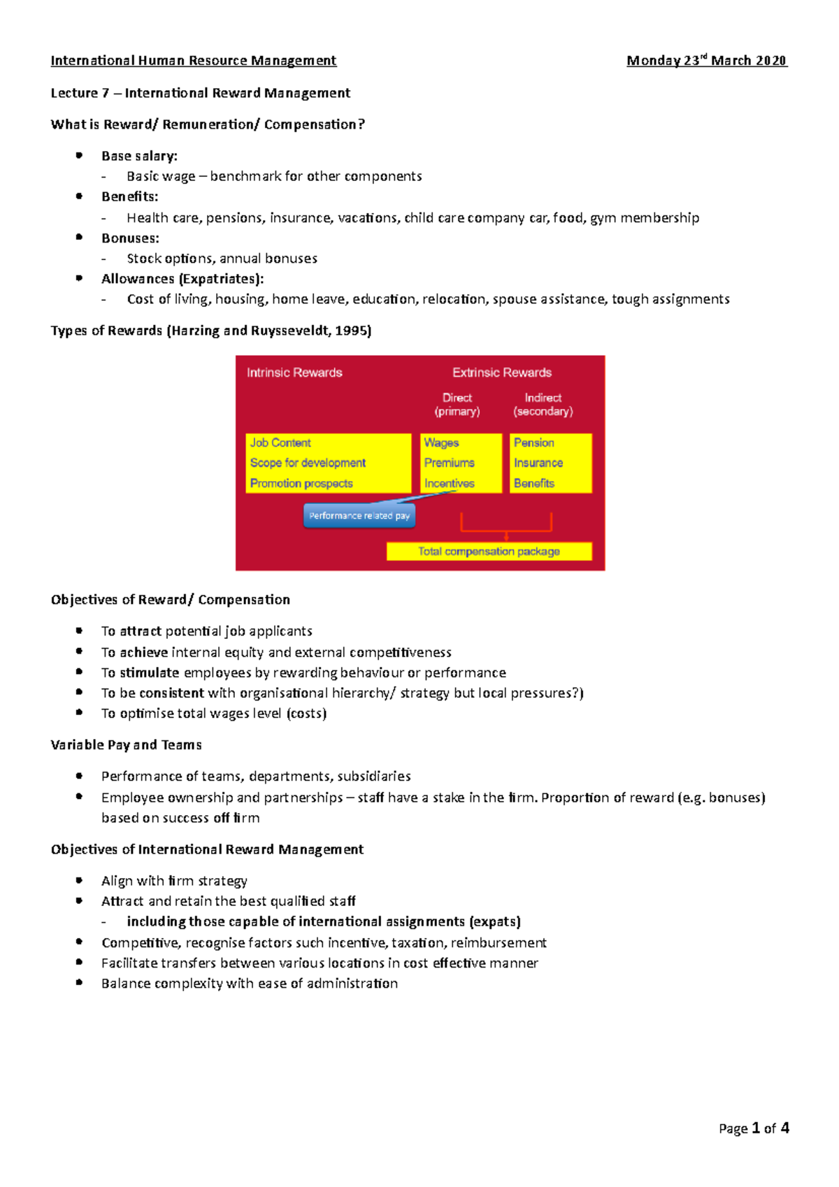 International Human Resource Management Lecture 7 Notes - International ...