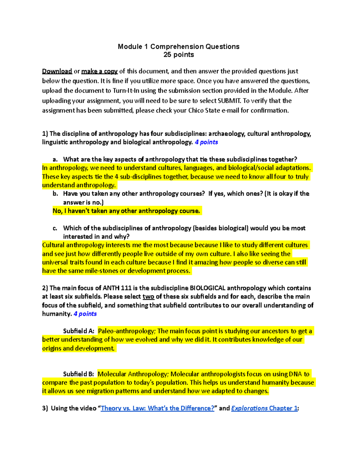 Module 1 Comprehension Questions 1 - Module 1 Comprehension Questions ...