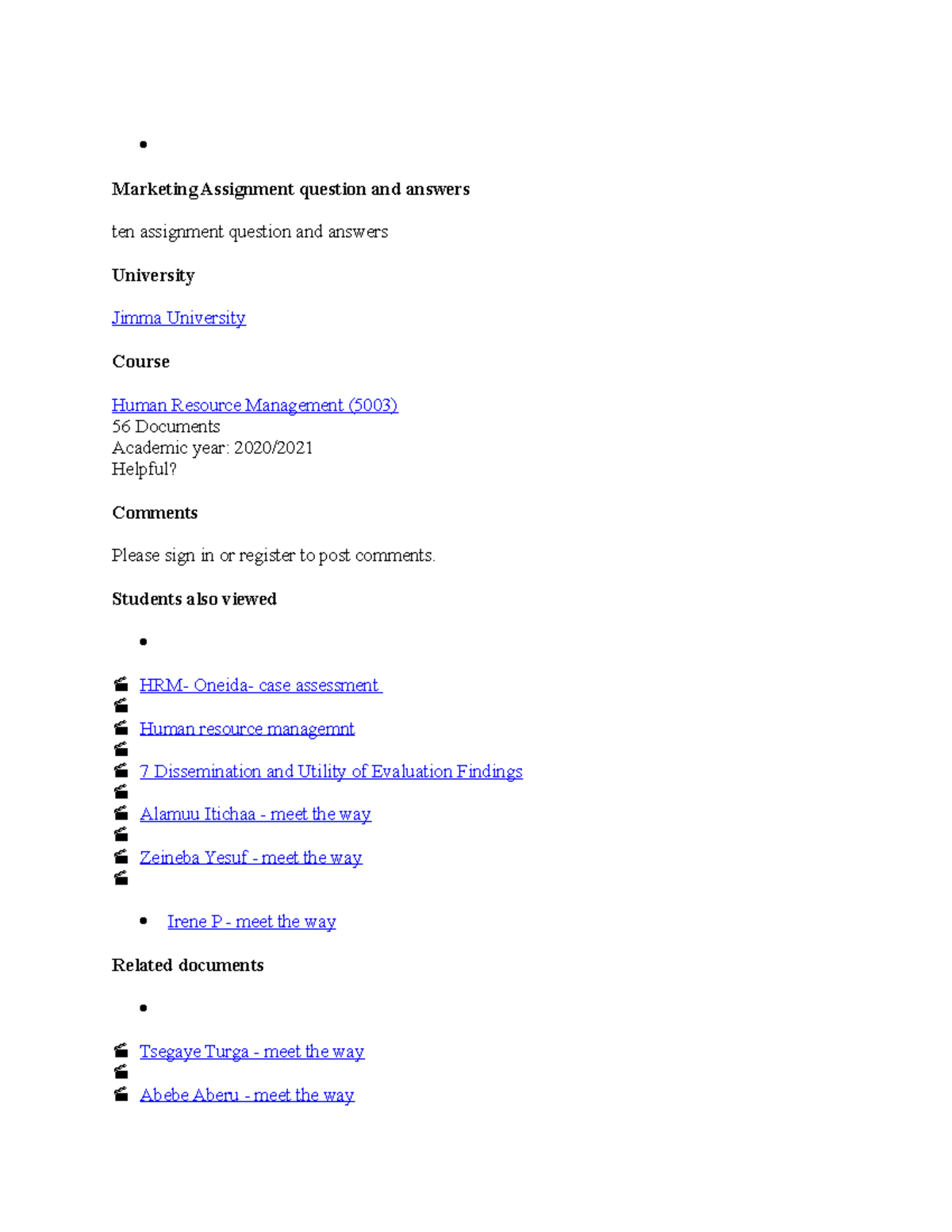 Marketing Assignment question and answers - Students also viewed HRM ...