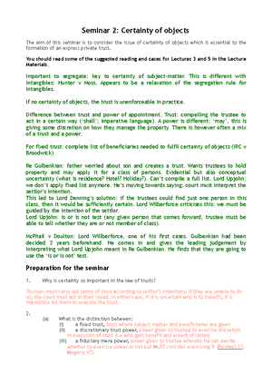 Tutorial 2 Activity - Tutorial 2 – Equity & Trusts Beneficiary ...