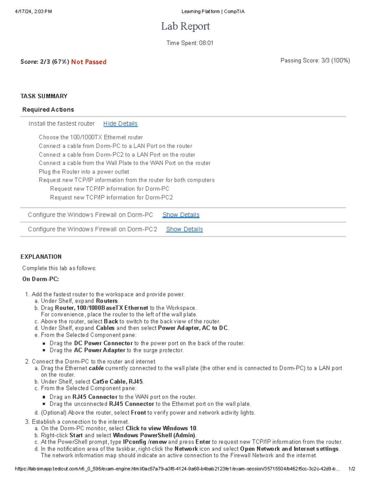 Learning Platform Comp TIA 1 - 4/17/24, 2:03 PM Learning Platform | CompTIA - Studocu