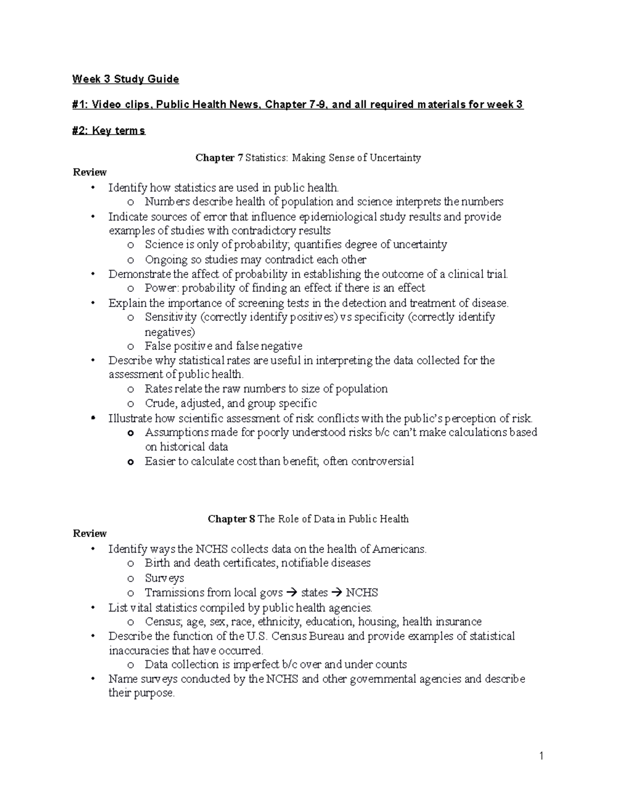 Sample study guide for week 3PH1 - Week 3 Study Guide #1: Video clips ...
