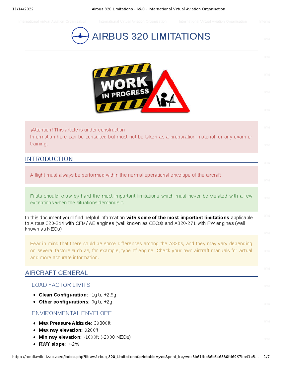 Airbus 320 Limitations - AIRBUS 320 LIMITATIONS ¡Attention! This ...