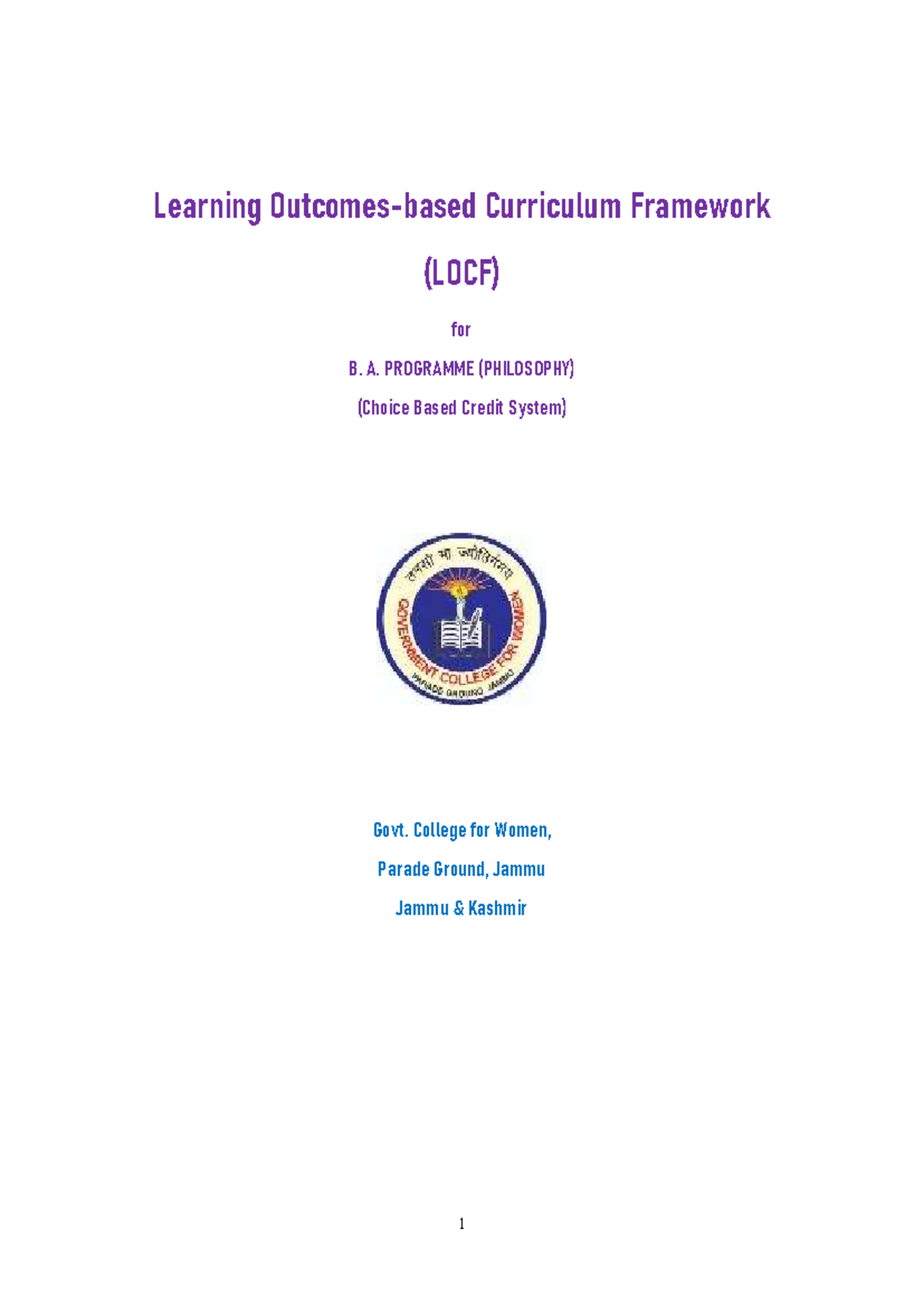 Philosophy CBCS Sem 1to6 - Learning Outcomes-based Curriculum Framework ...