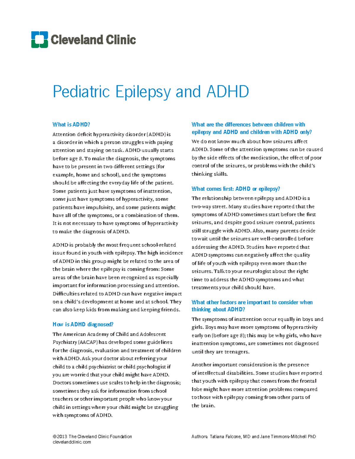 ADHD - read well - Pediatric Epilepsy and ADHD What is ADHD? Attention ...