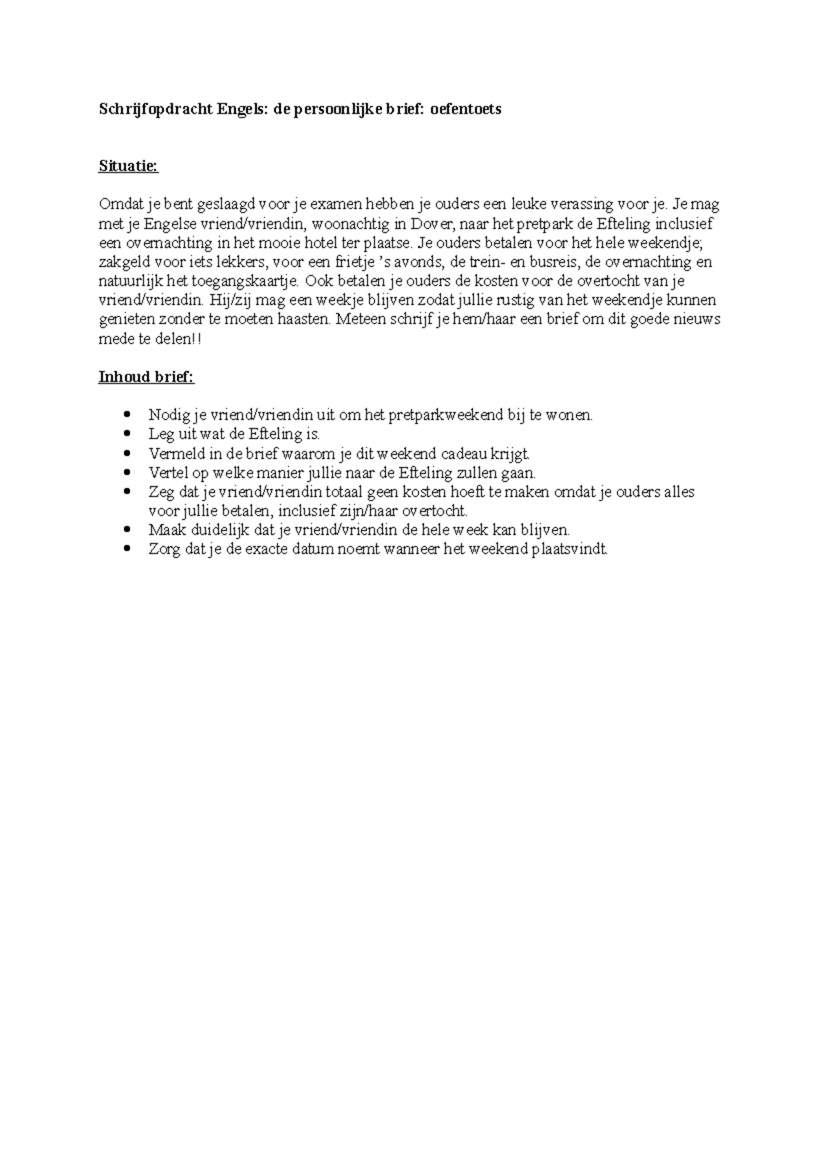 Persoonlijke brief 2 - Schrijfopdracht Engels: de persoonlijke brief ...