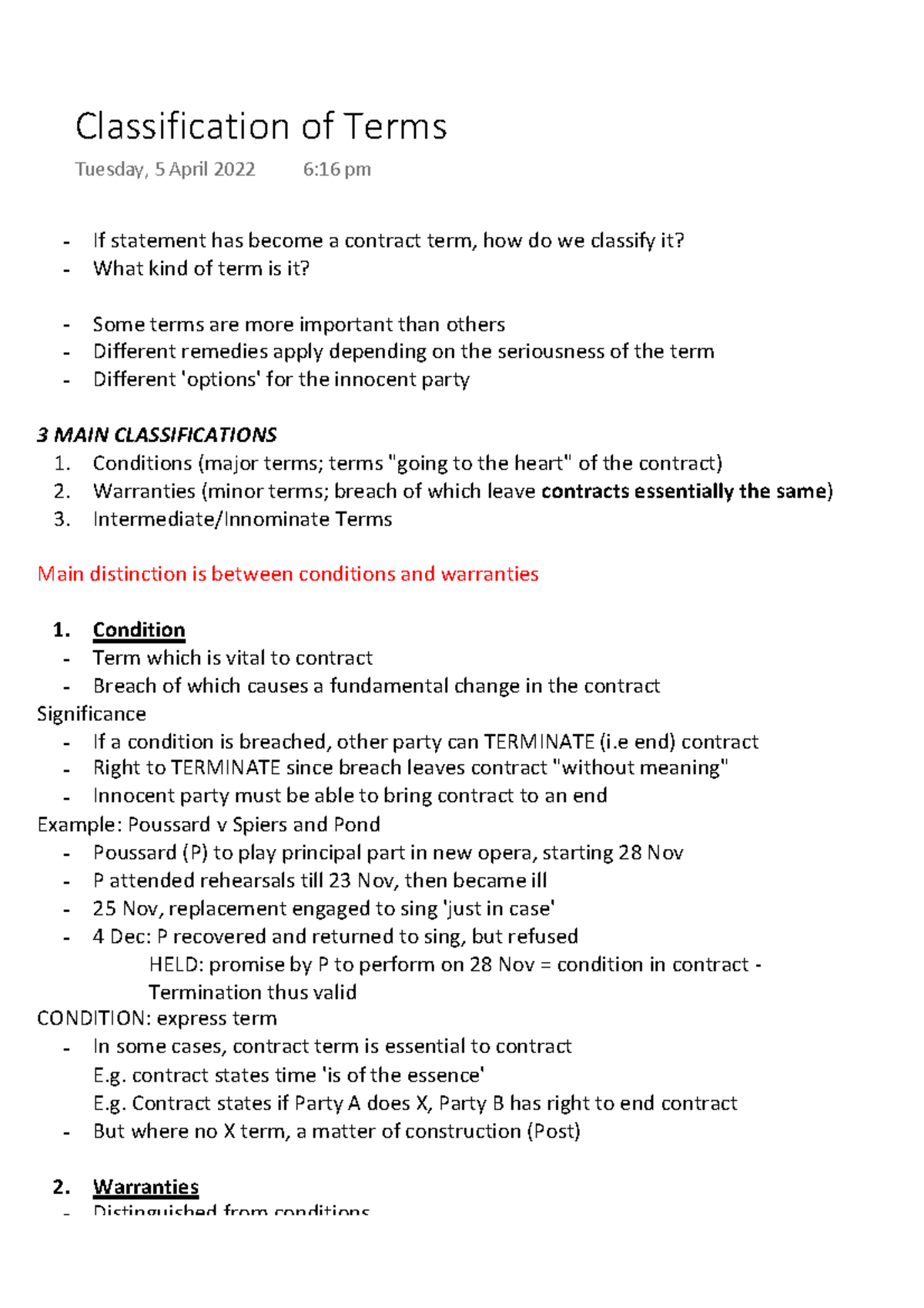 Classification of Terms - If statement has become a contract term, how ...