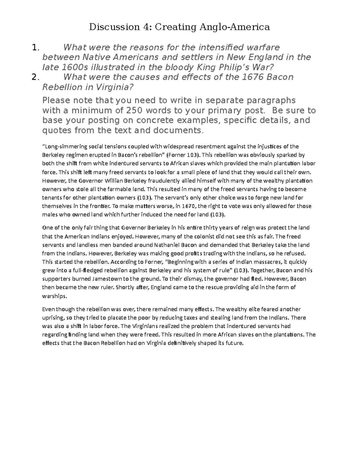 Discussion 4 Creation of Anglo America - Discussion 4: Creating Anglo ...